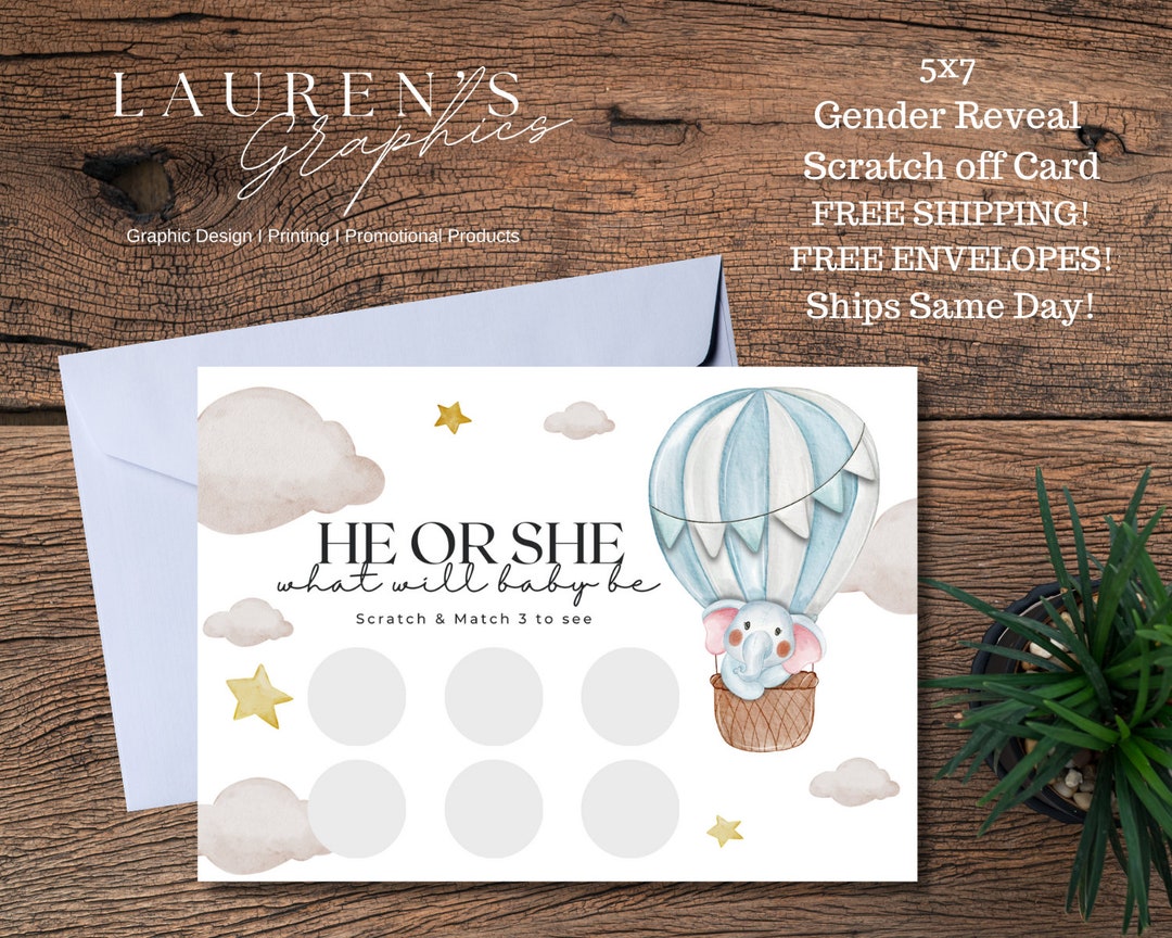 Spring Gender Reveal Scratch off Postcards 1 Day Turn Around Time Fast ...