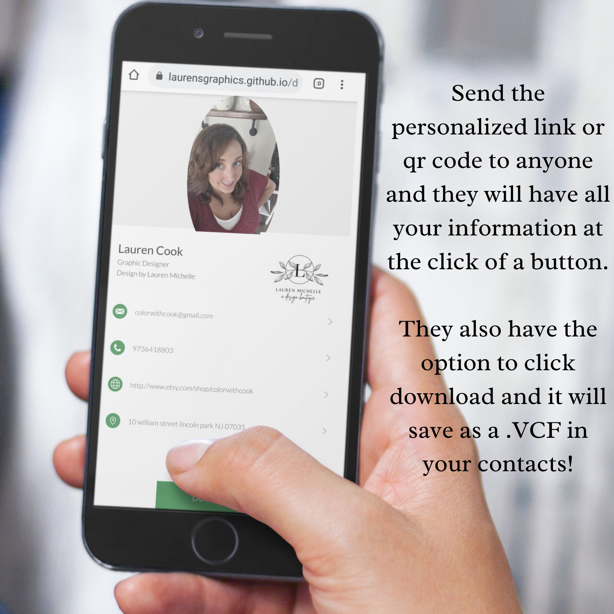 The Real DIGITAL BUSINESS CARD Saves as .vcf Contact File in - Etsy
