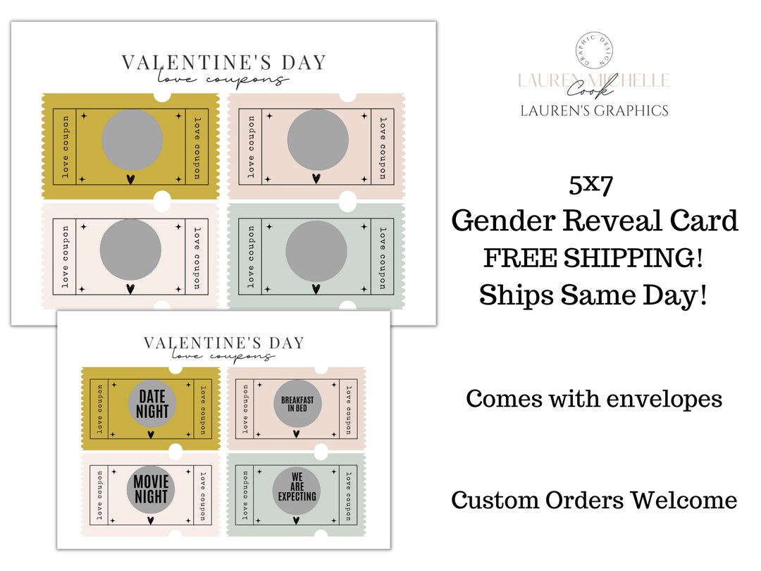 Valentines Day Pregnancy Reveal Scratch off Postcards Valentines Day ...