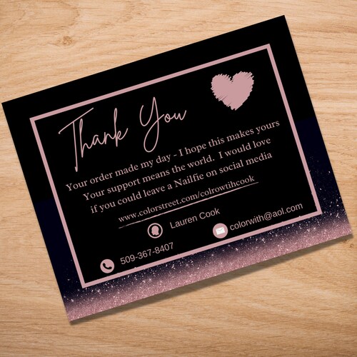 Custom Nail Stylist THANK YOU Postcard - Etsy