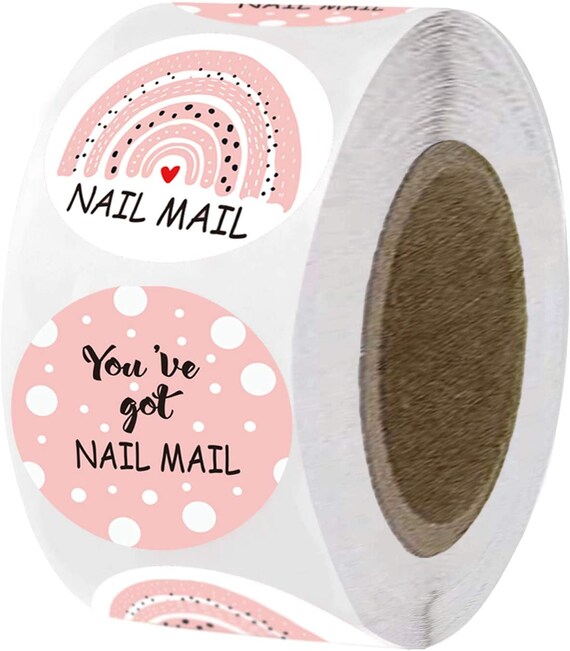 PINK Nail Mail Stickers 1.5 Inches 2 Different Designs | Etsy
