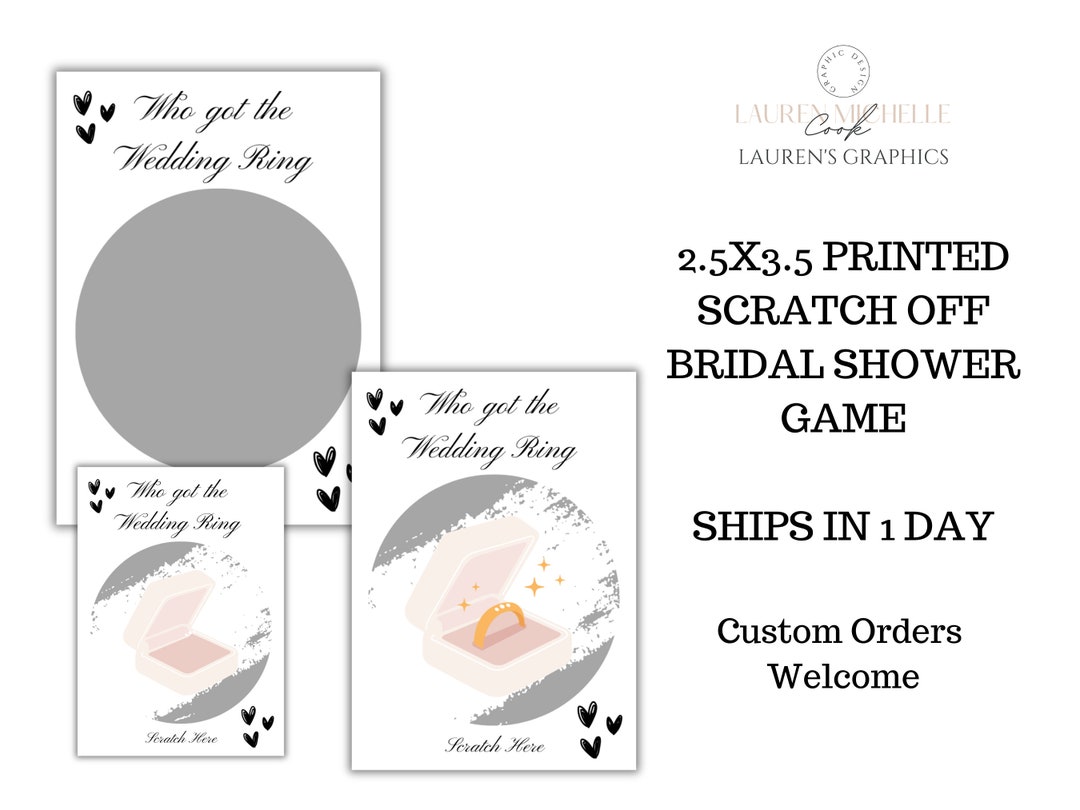 Who Got the Wedding Ring Scratch off Game Cards Bridal Shower Scratch ...