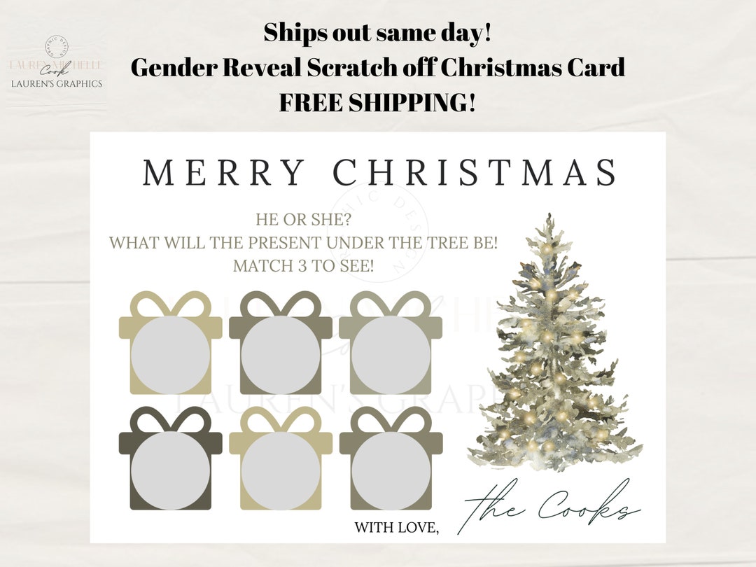 Christmas Gender Reveal Scratch off Postcards Christmas Card Game ...