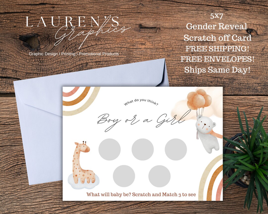 Gender Reveal Scratch off Postcards Gender Reveal Game Baby Shower ...