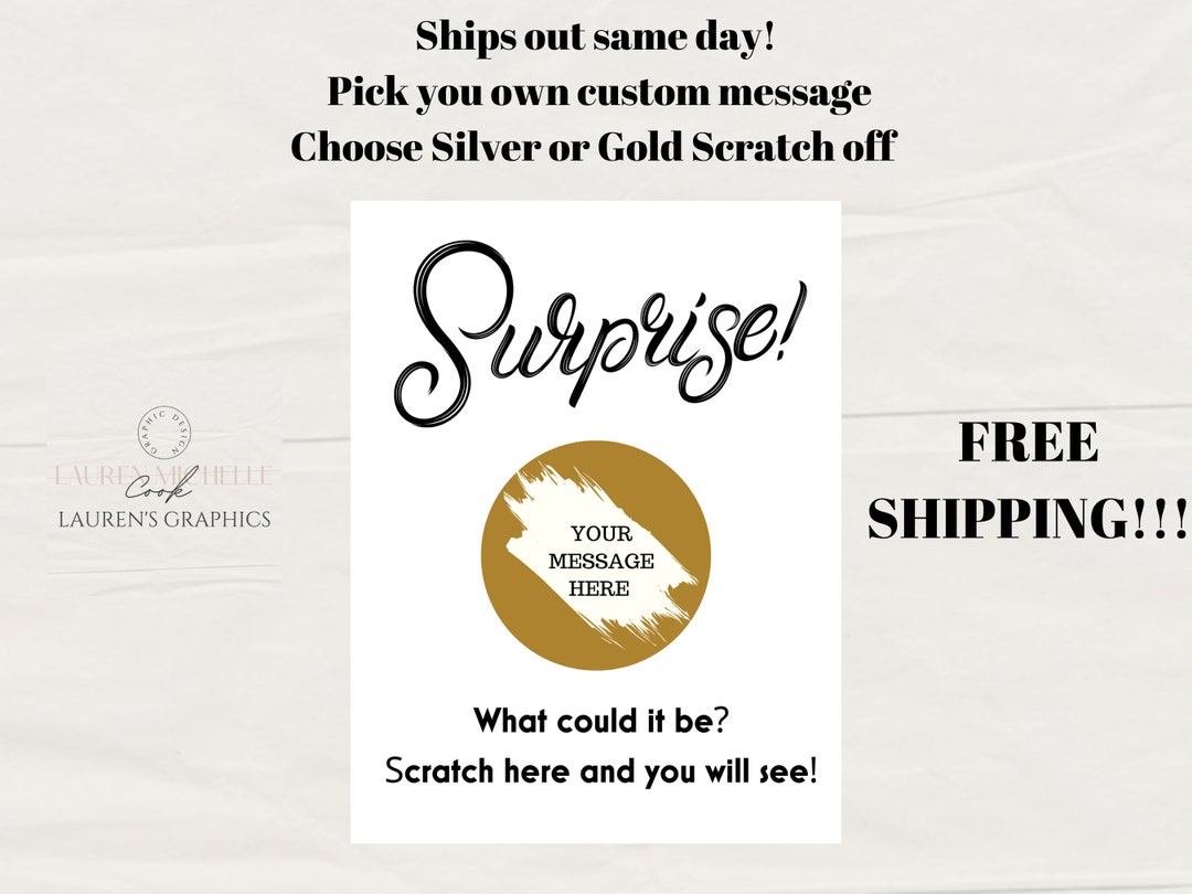 Surprise Scratch off Card, Custom Scratch Card, Personalized Reveal ...