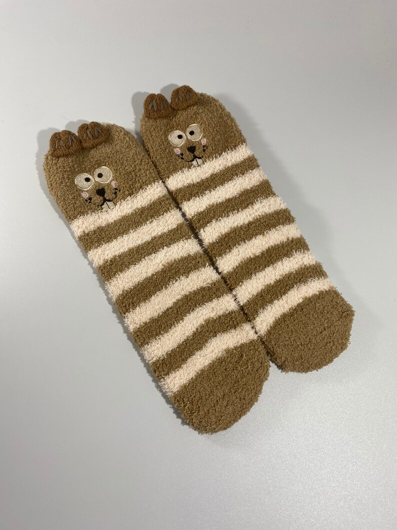 Fluffy animal socks in a box great for winter/Christmas gifts | Etsy