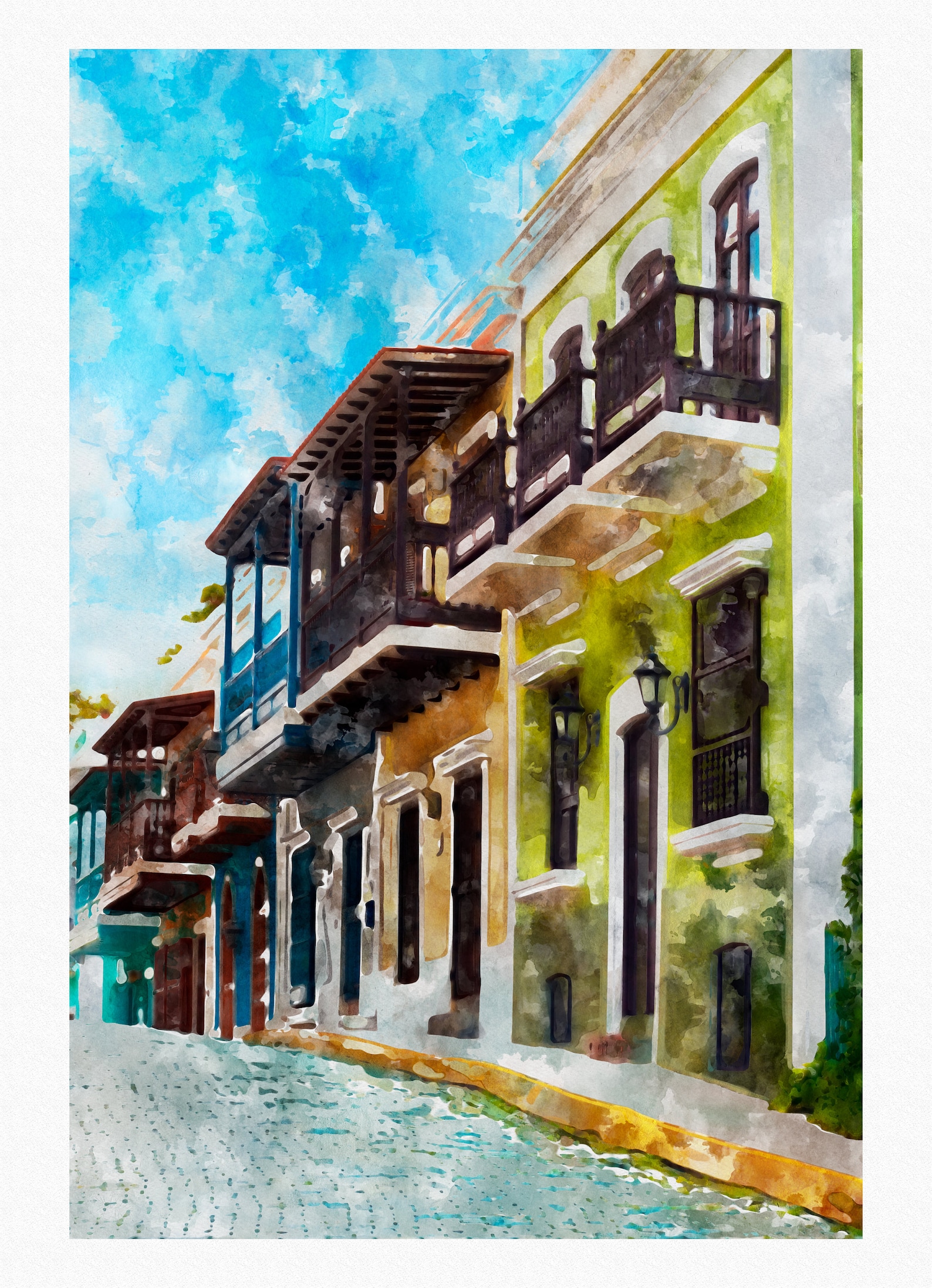 San Juan Puerto Rico Art Print City Watercolor Painting | Etsy
