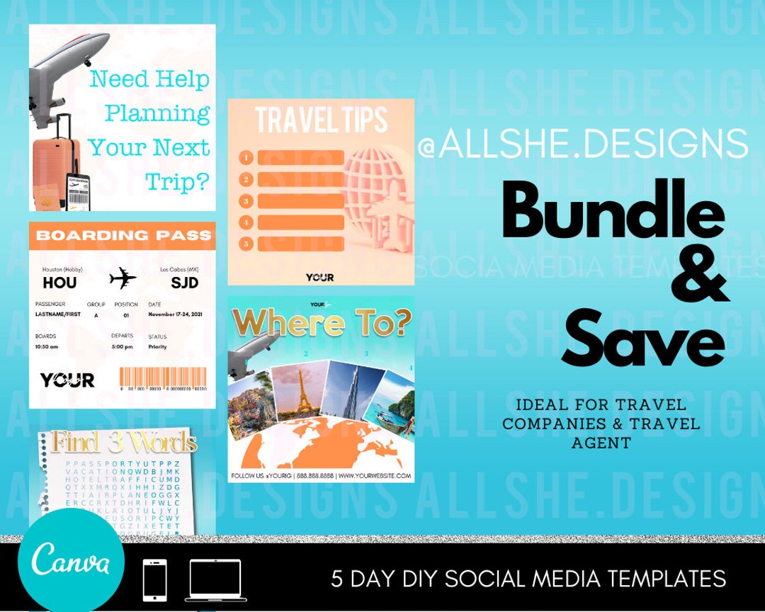 5 DIY Flyers Travel Social Media Template - Etsy