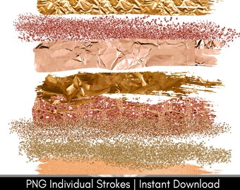 56 Rose Gold Brush Strokes Clipart, Brushstrokes PNG, Paint Brush ...