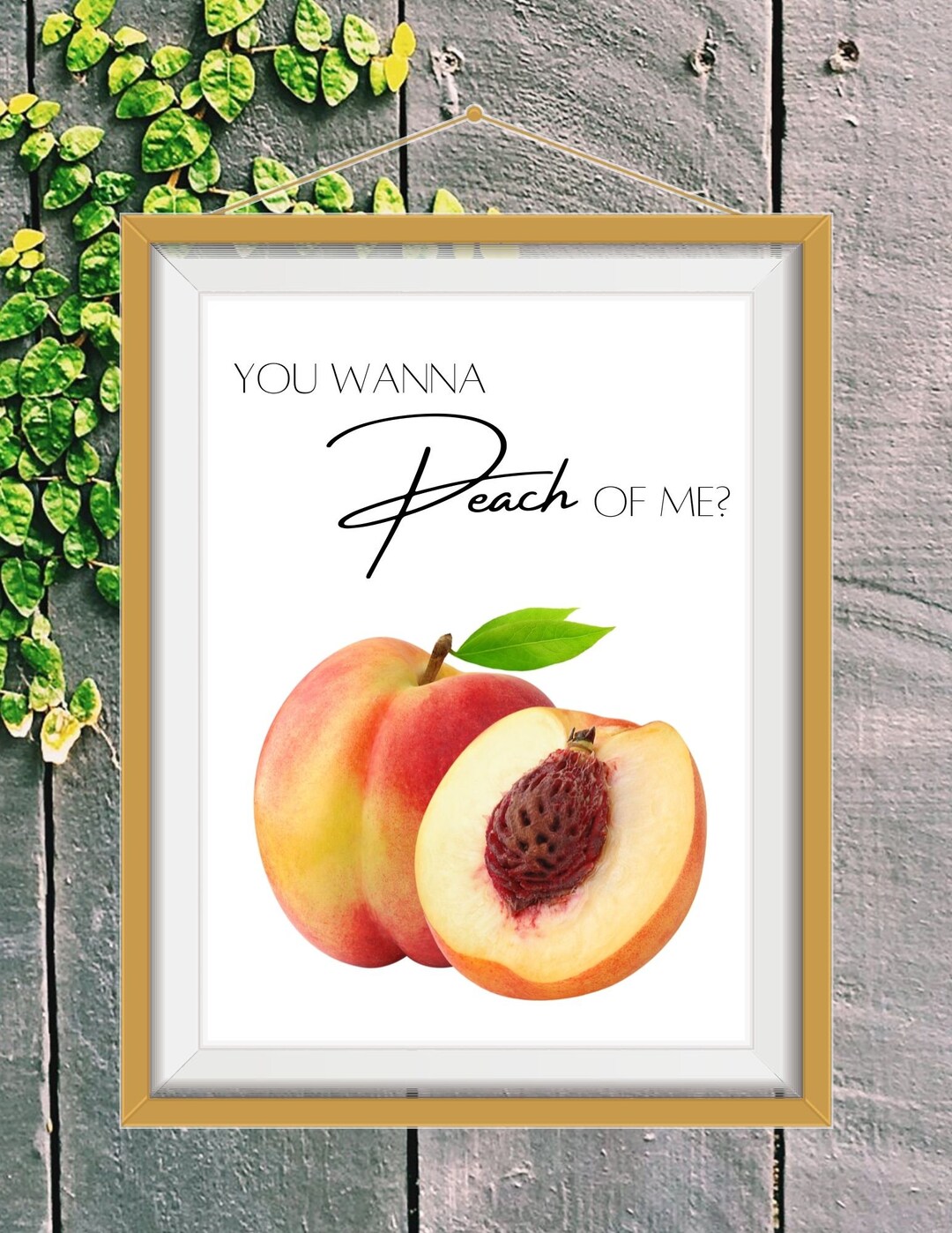 Peach Food Pun | Digital Print | Printable Artwork | Kitchen Art | Food ...