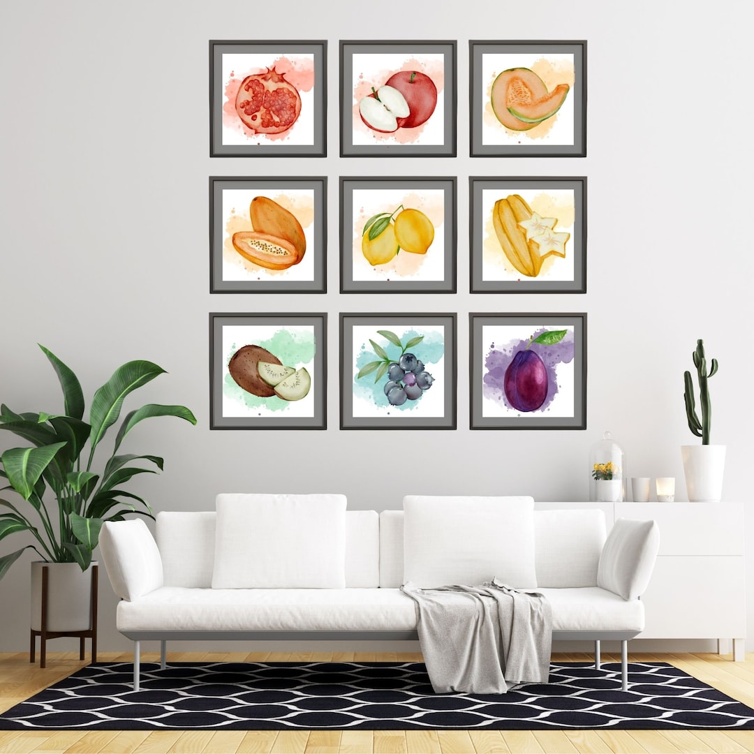 Fruit Art Print Set of 9 | 8x8 | Fruit Set | Digital Prints | Printable ...