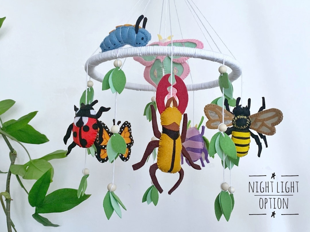 Insects Baby Crib Mobile Nursery Decor Woodland Bugs Girl Nursery ...