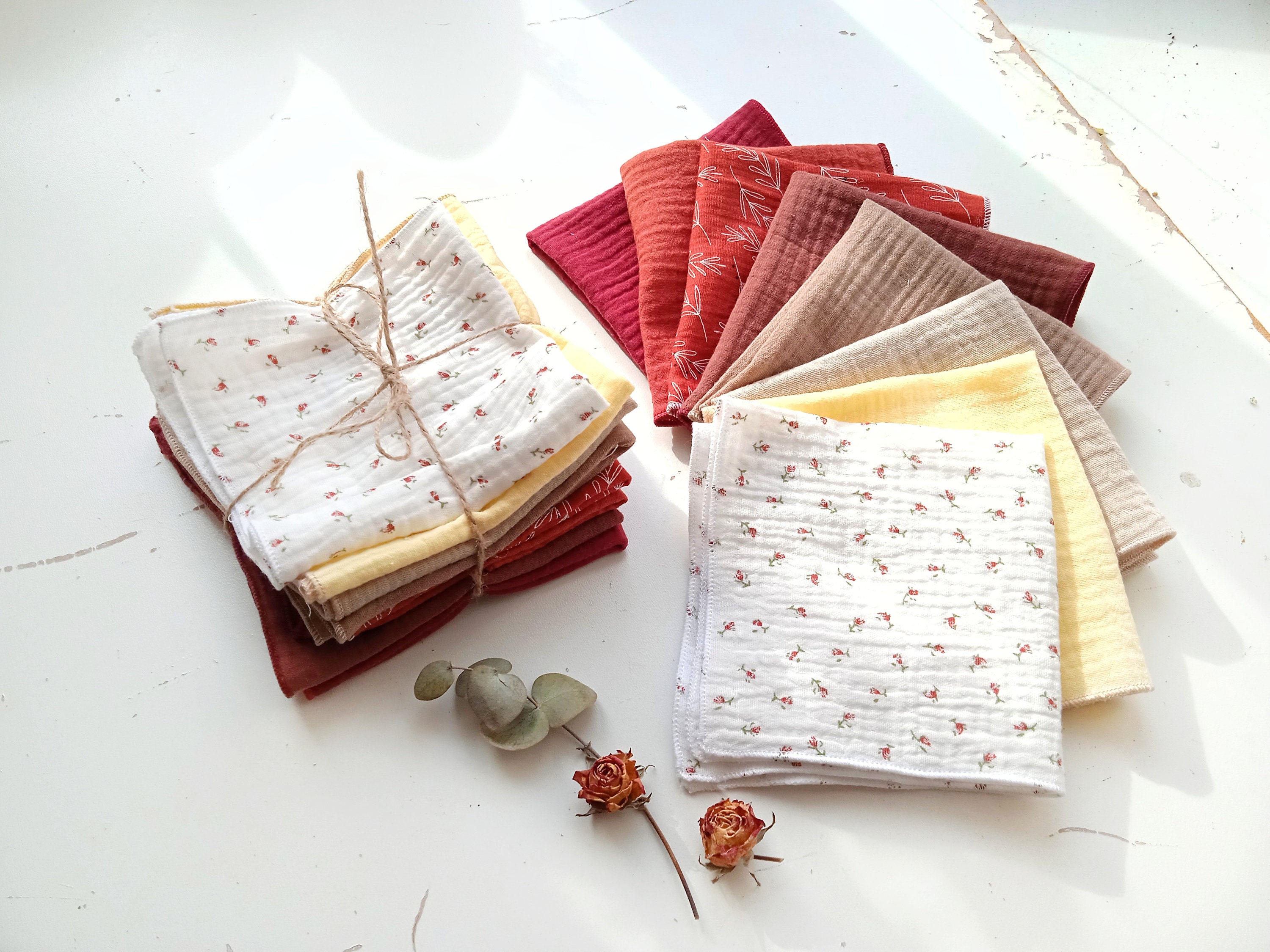 Handkerchief Woman Set of 3 Muslin Washable Handkerchiefs - Etsy
