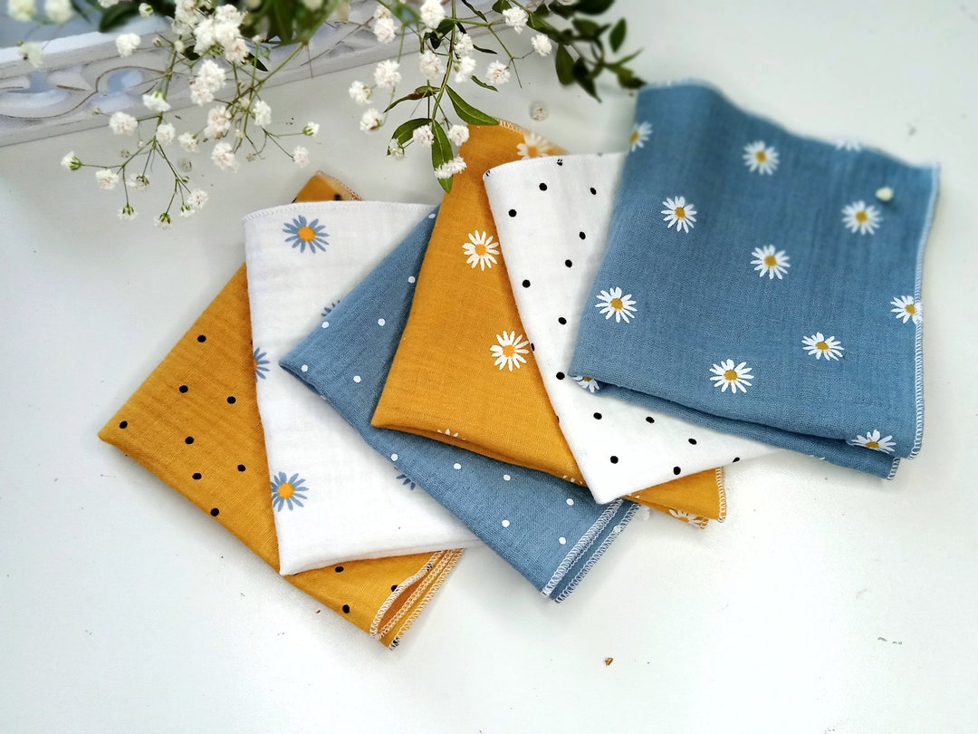 Woman Handkerchief With Polka Dots, Set of 3 Muslin Washable Soft ...