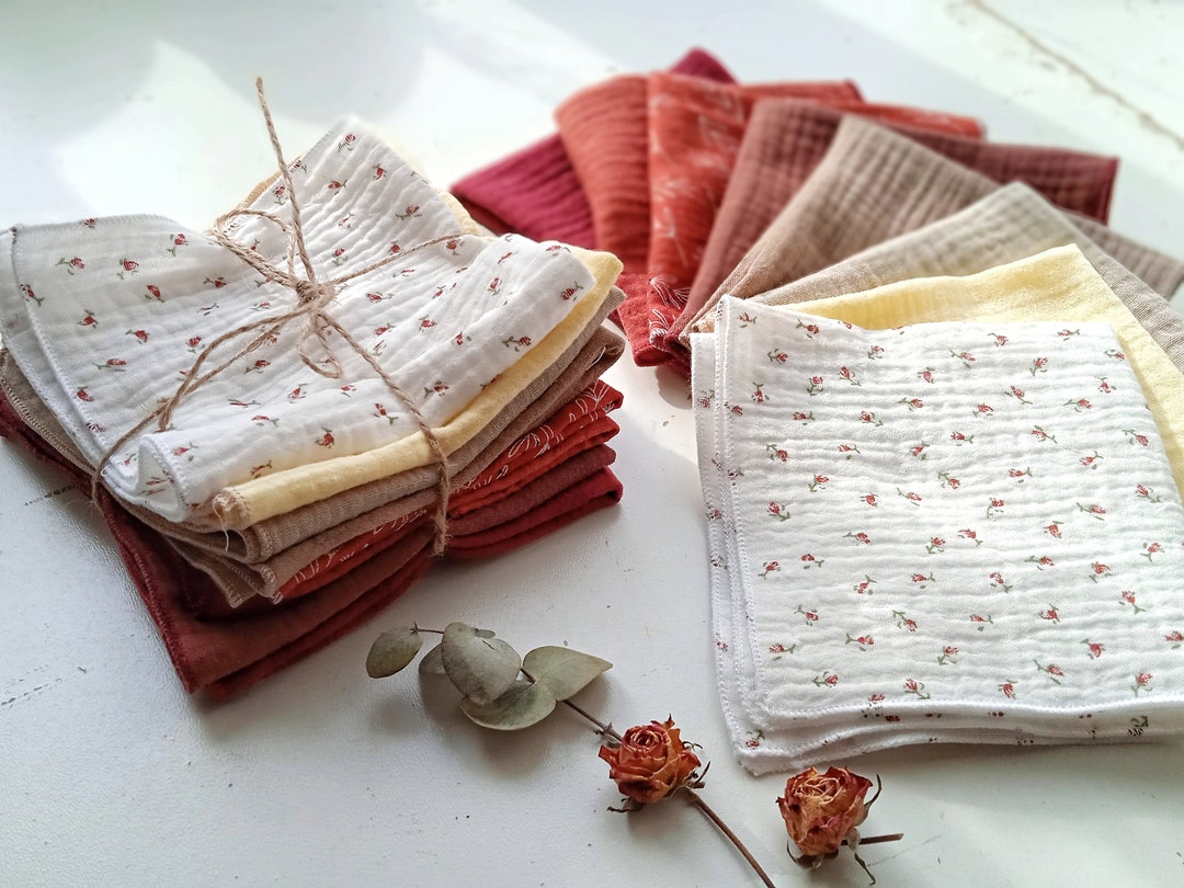 Handkerchief Woman, Set of 3 Muslin Washable Handkerchiefs, Small ...