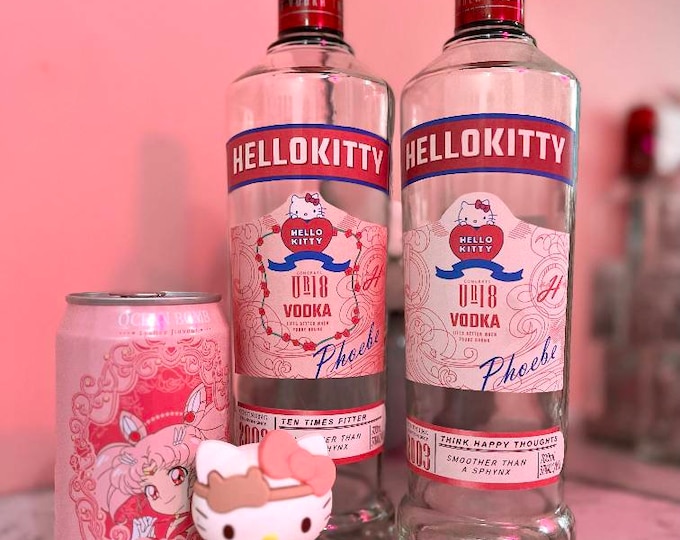 Personalised Hello Kitty Theme Vodka Bottle - Etsy