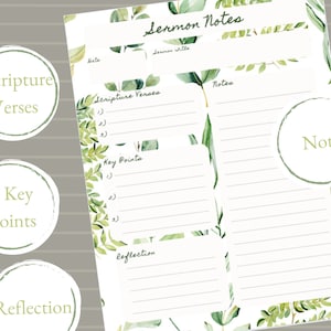 One Page Sermon Notes | Letter Size Digital Download | Watercolor ...