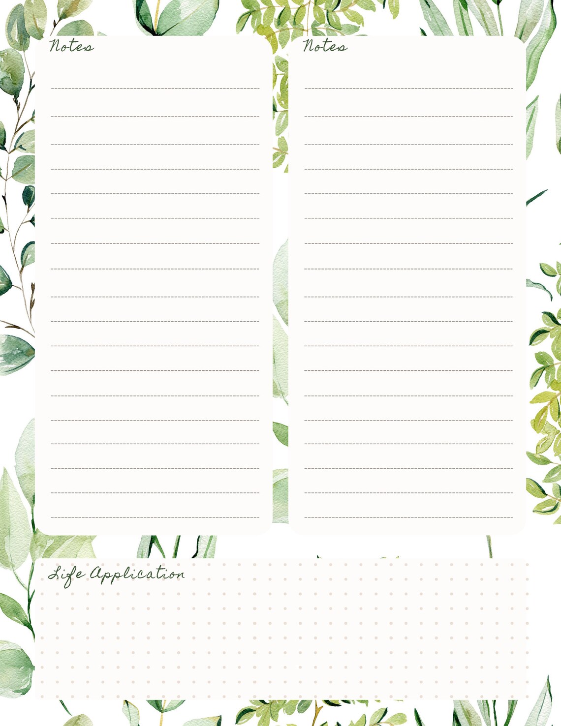 Two Page Sermon Notes | Letter Size Digital Download | Watercolor ...