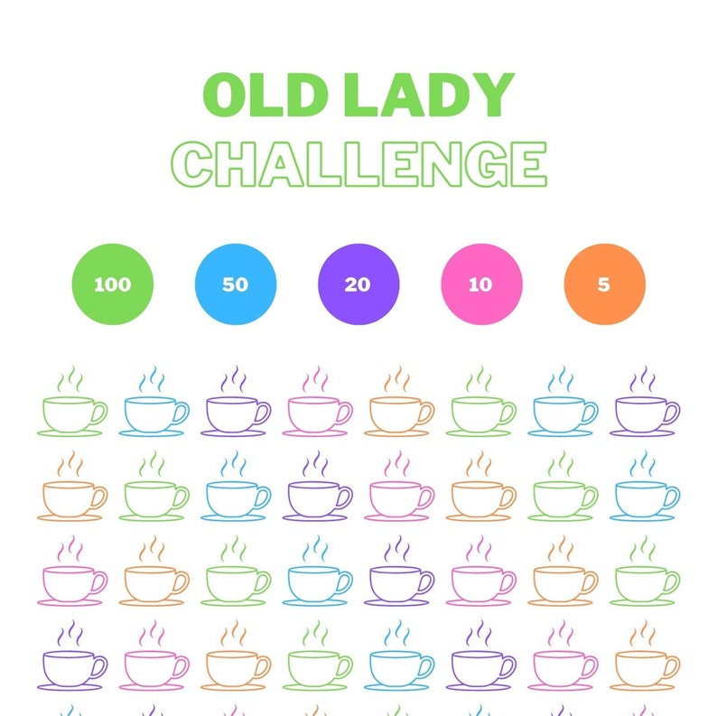5,000 Dollar Old Lady Savings Challenge for Retirement Contribution - Etsy