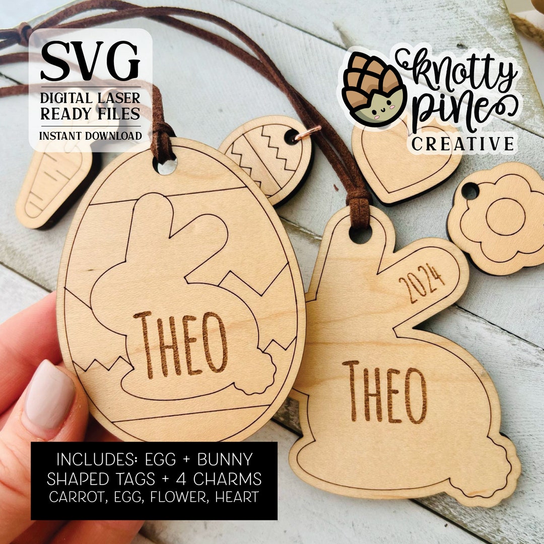 Bunny Tag Bundle, Bunny Tag Svg, Customizable, Engrave/score File ...