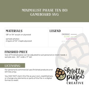 Minimalist Phase Ten 10 Gameboard Svg, Gameboard Phase Ten Laser Cut ...