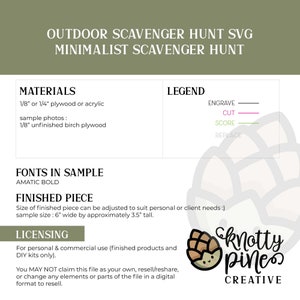 KIDS Outdoor Scavenger Hunt Svg, Minimalist Scavenger Hunt Laser Cut ...
