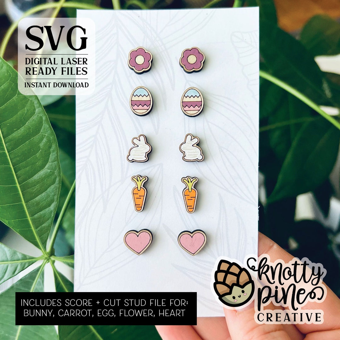 Easter Bunny Earrings Svg, Easter Stud Earrings, Bunny Studs Bundle ...
