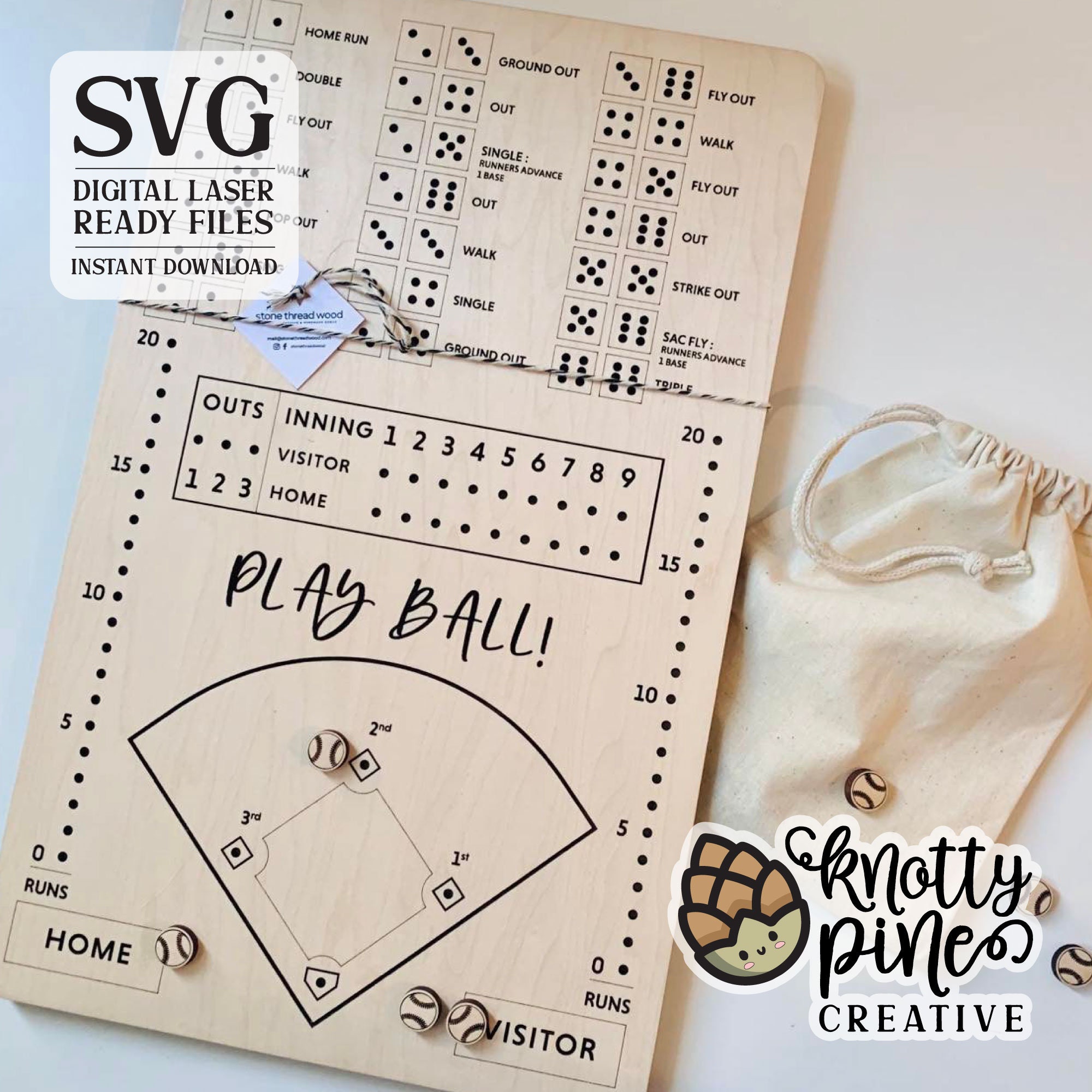 Dice Baseball Gameboard Svg, Dice Baseball Game Board Laser Cut File ...