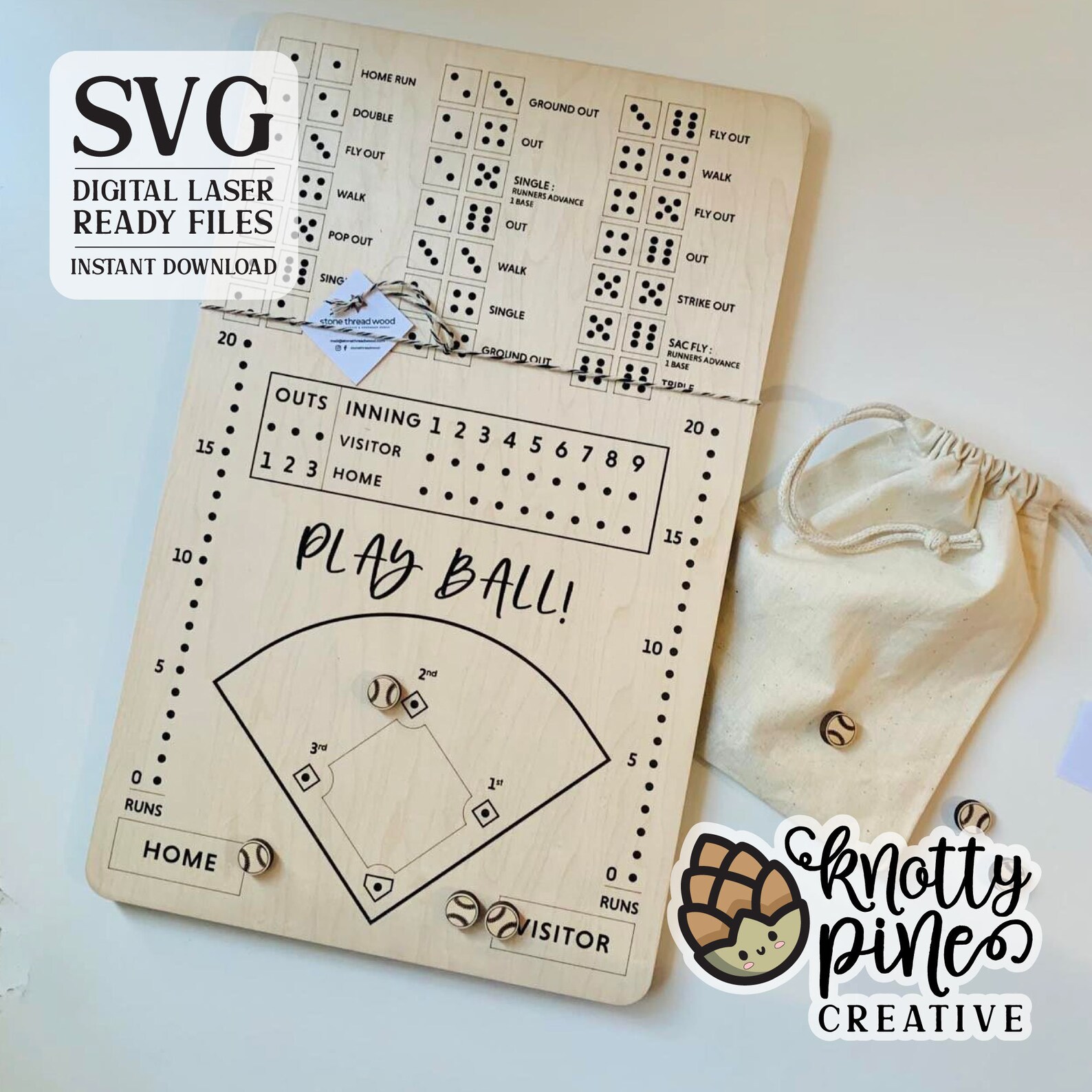 Dice Baseball Gameboard Svg, Dice Baseball Game Board Laser Cut File ...