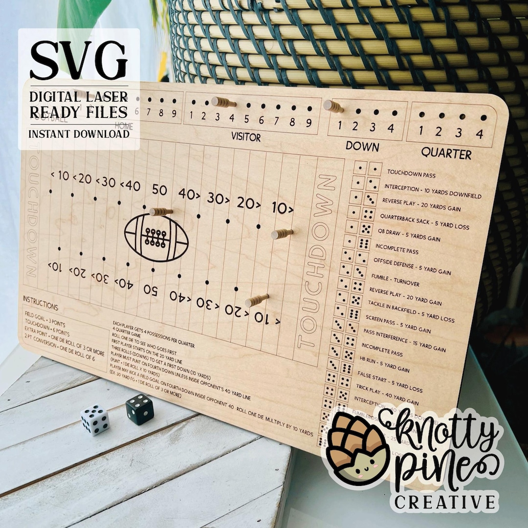 Dice Football Svg, Football Game Board Laser Cut File, Glowforge Svg ...