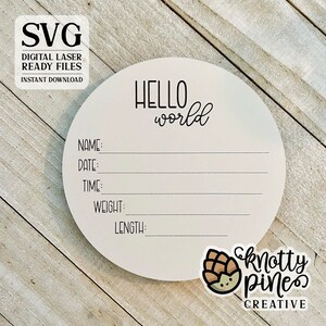 Hello World Baby Birth Announcement Svg, Minimalist Birth Statistics ...