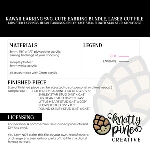 Earrings Svg, Cute Earring Bundle, Kawaii Laser Cut File, Kids Earrings ...