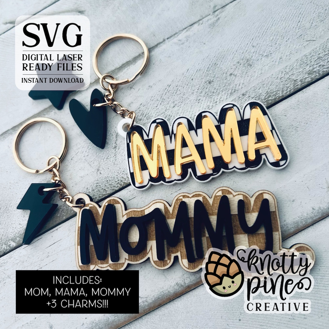 Mom Keychain Svg, Checkered Svg, Gift for Mom Svg, Mom File ...