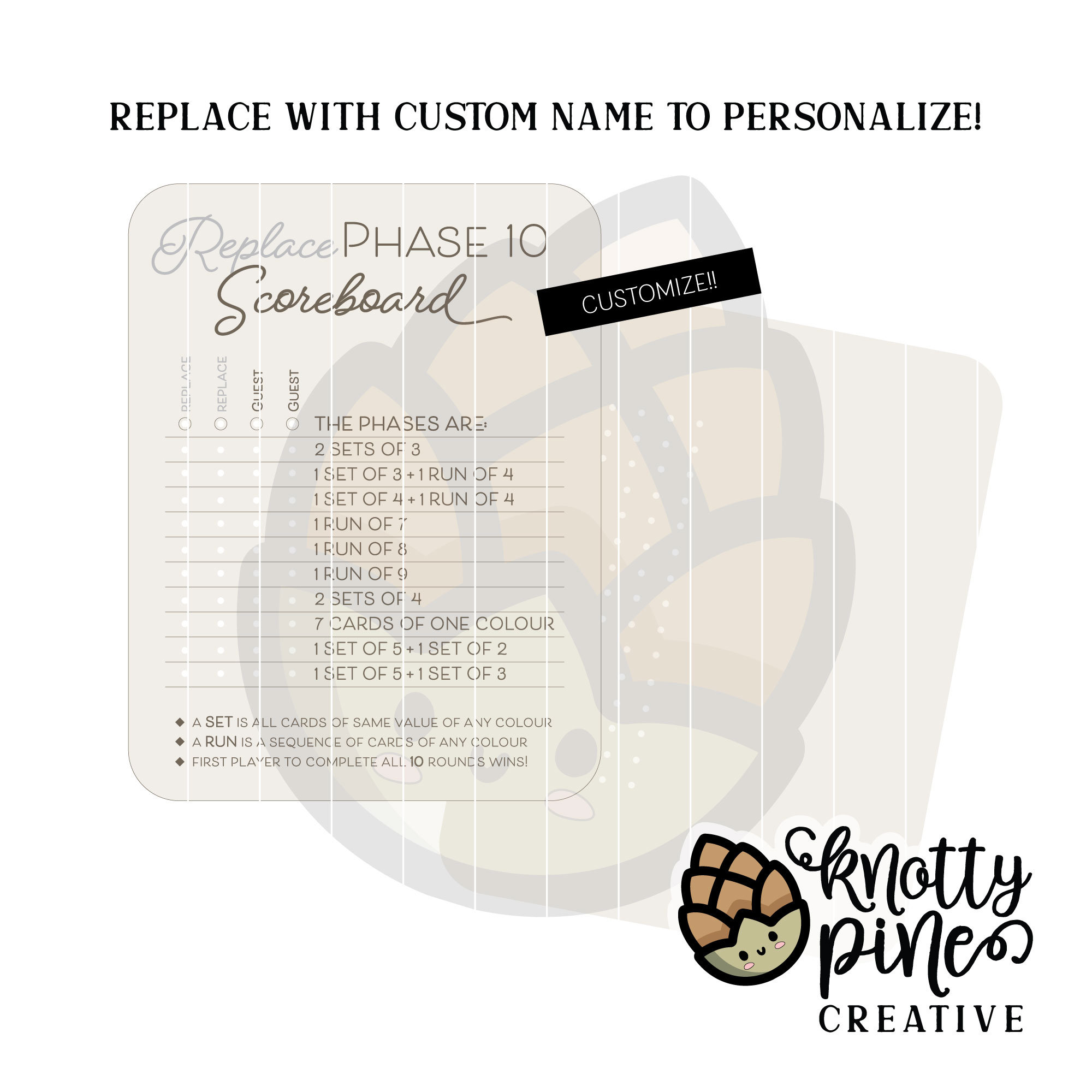 Minimalist Phase Ten 10 GAMEBOARD Svg Gameboard PHASE TEN - Etsy Canada