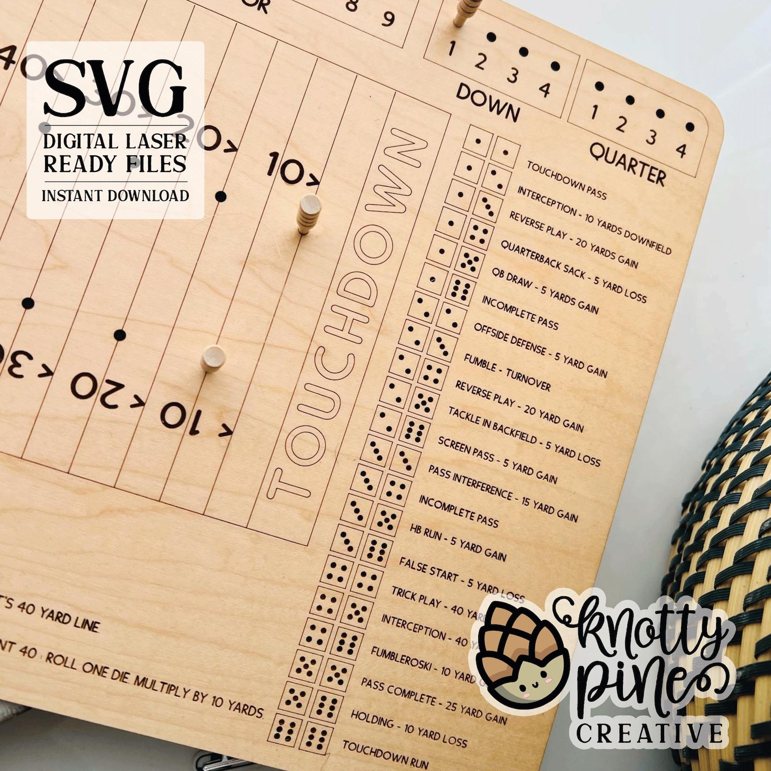 Dice Football Svg, Football Game Board Laser Cut File, Glowforge Svg ...