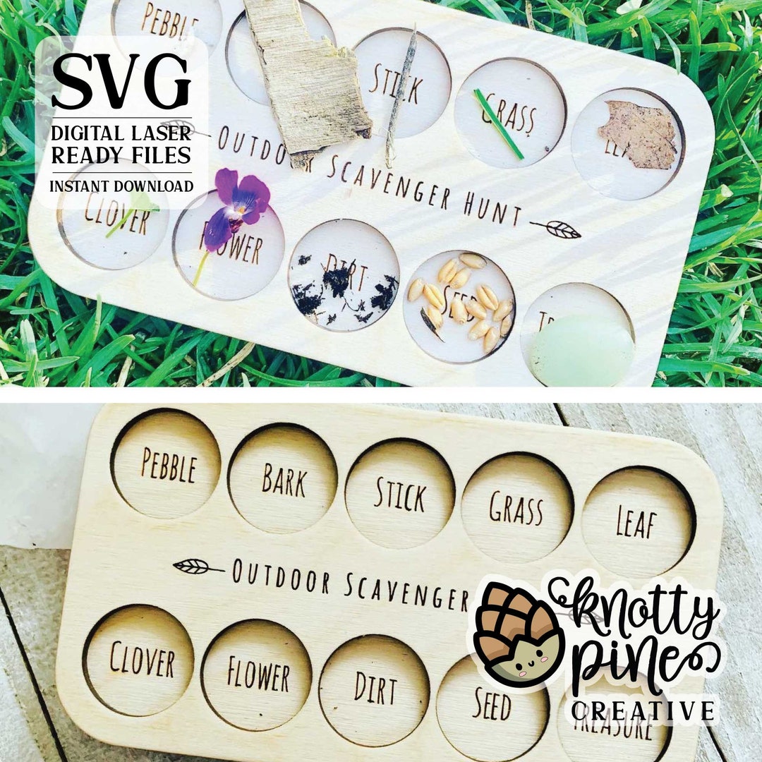 KIDS Outdoor Scavenger Hunt Svg, Minimalist Scavenger Hunt Laser Cut ...