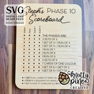 Minimalist Phase Ten 10 Gameboard Svg, Gameboard Phase Ten Laser Cut ...