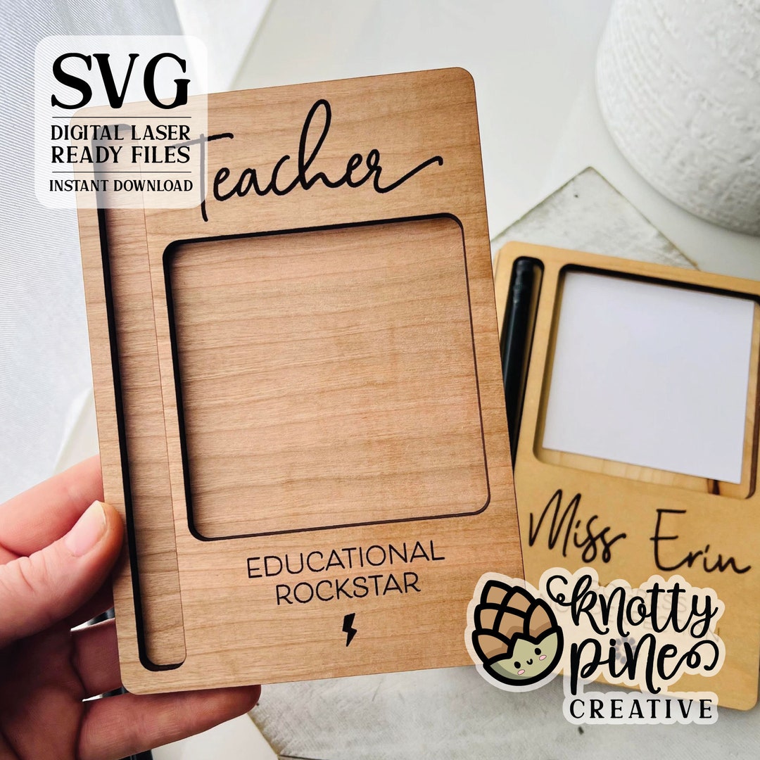 Minimalist Teacher Gift Post-it Note + Pen Holder Svg, Educator Post It ...