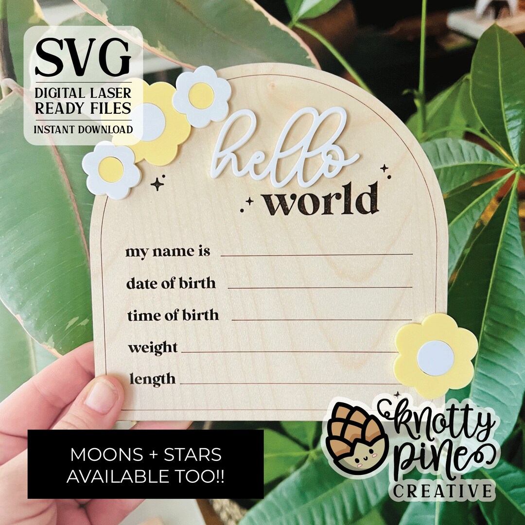 Baby Announcement Svg, Hello World Svg, Flowers Svg, Minimalist Birth ...