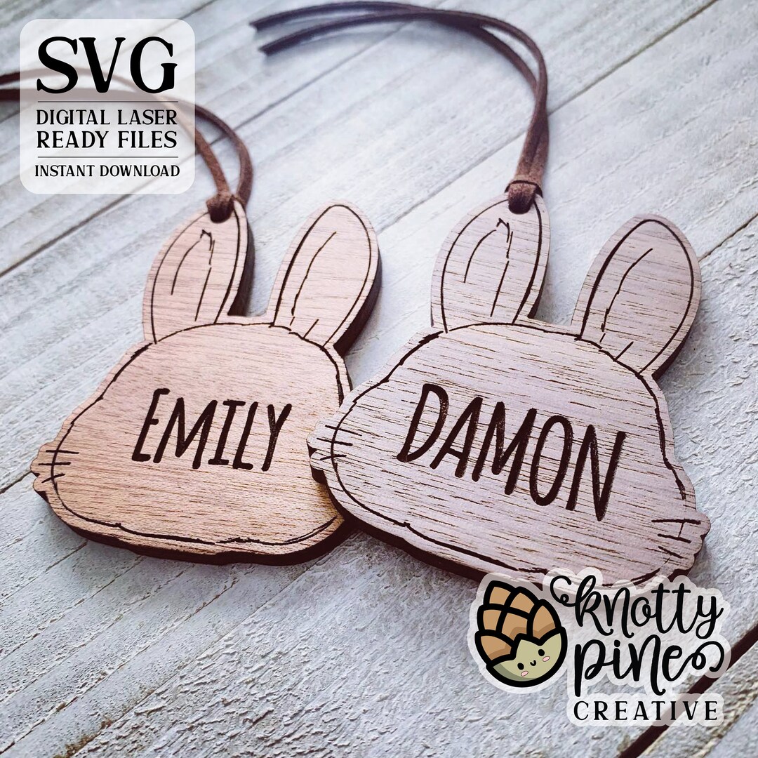 Boho Bunny Tag, Bunny Tag Svg, Engrave and Score File, Glowforge Ready ...