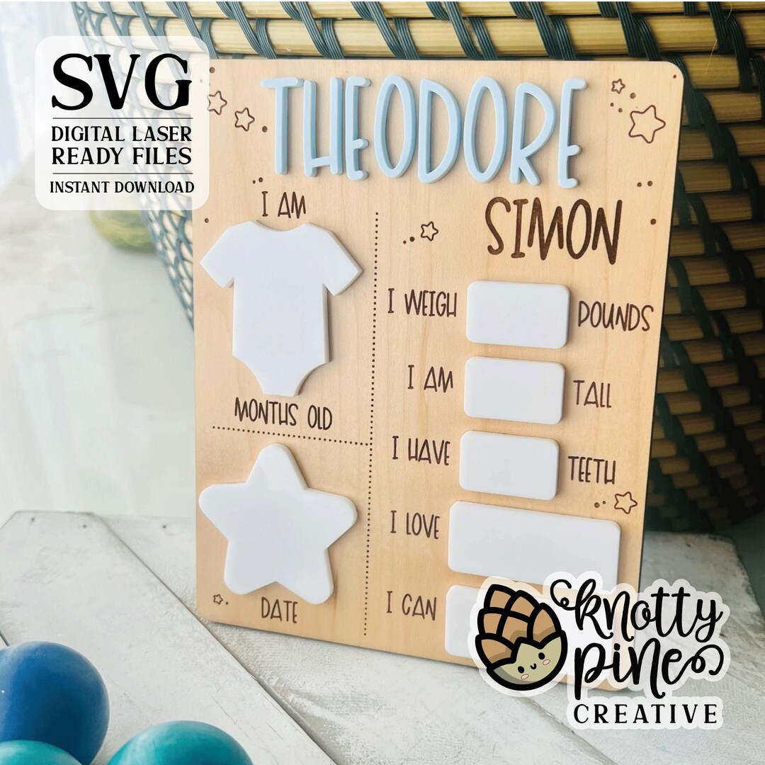 BABY Milestone Board SVG, Baby Photo Prop, Baby Birthday Gift, Erasable ...