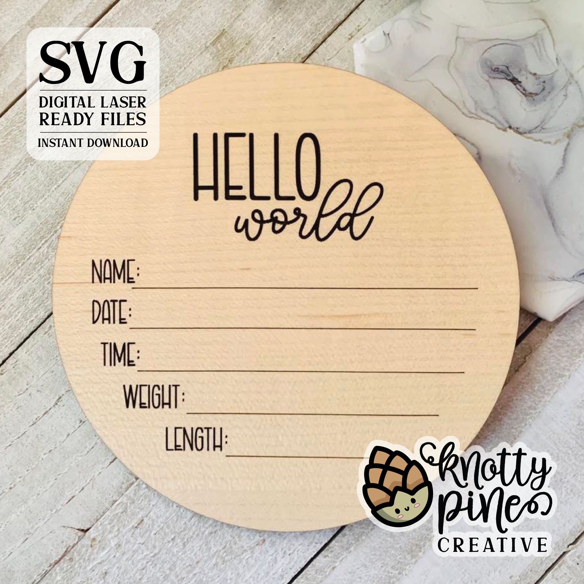 HELLO WORLD Baby Birth Announcement Svg Minimalist Birth - Etsy