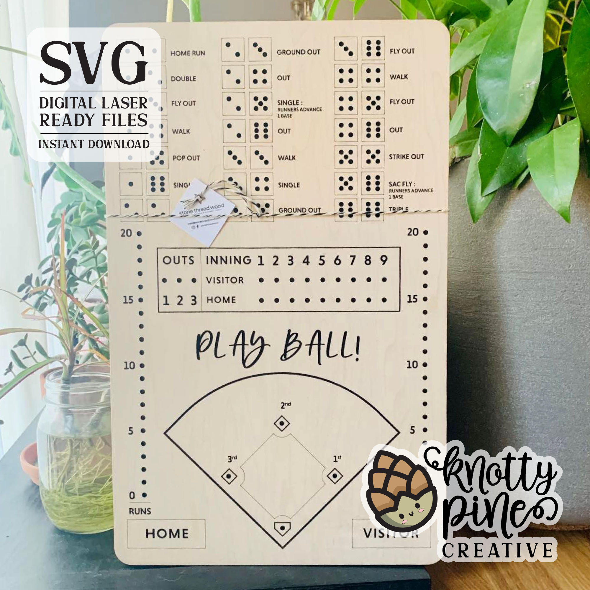 Dice Baseball Gameboard Svg, Dice Baseball Game Board Laser Cut File ...