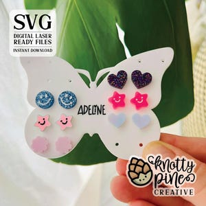Earrings Svg, Cute Earring Bundle, Kawaii Laser Cut File, Kids Earrings ...