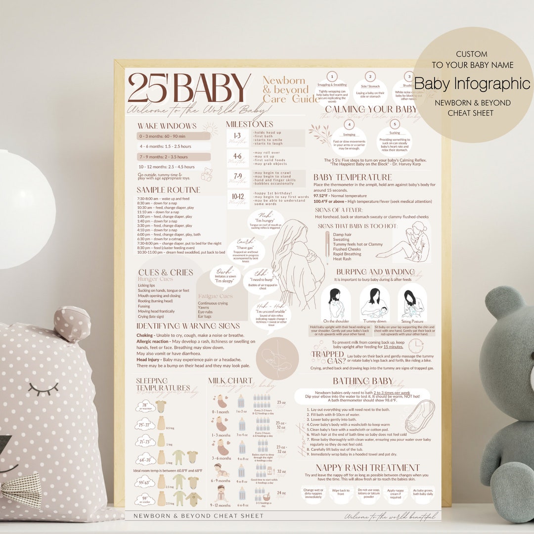 Personalised Baby & Beyond Cheat Sheet New Parent Gift Baby Schedule ...