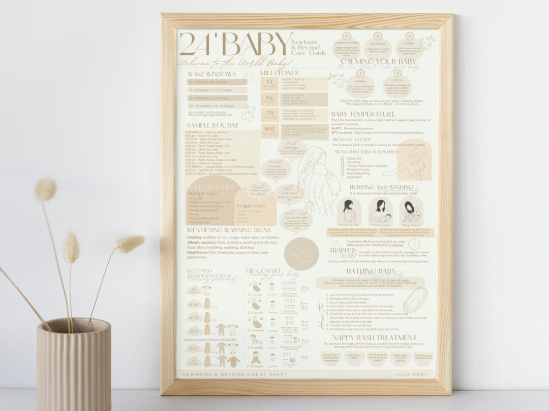 Custom Baby & Beyond Cheat Sheet Poster Baby Schedule Nursery Art 1st ...
