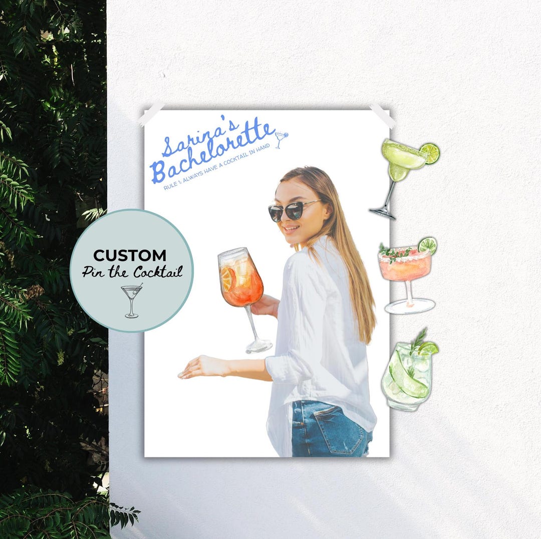 Custom 'pin the Cocktail' Party Game | Printable Bachelorette or ...