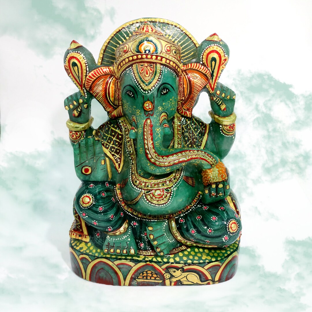 Green Aventurine Ganesha Statue Lord Ganesha Statue Ganesh Ji Handmade ...