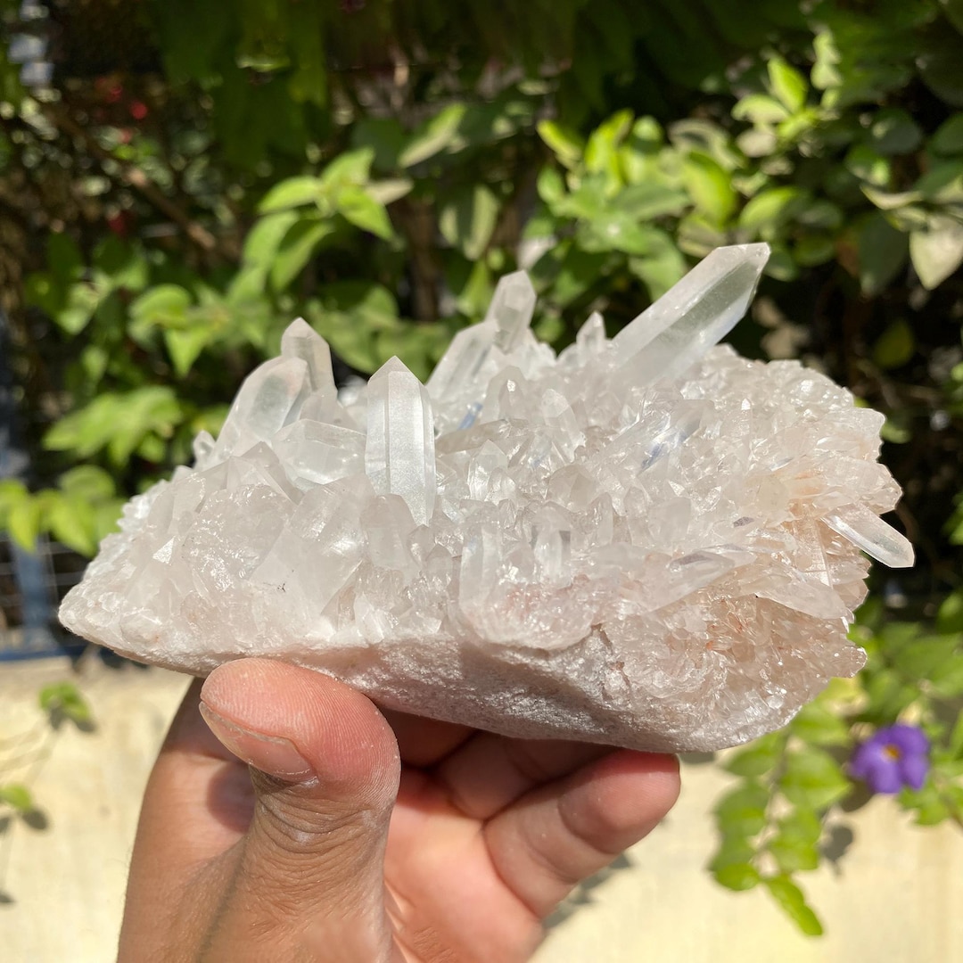Himalayan White Quartz Cluster 795g | Samadhi Quartz Crystal | Natural ...
