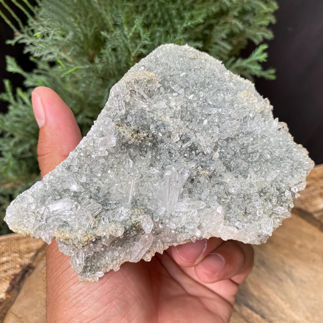 Himalayan Green Chlorite Quartz Cluster: Raw Healing Crystal, Home ...